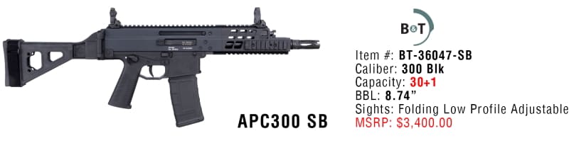 B&T APC300 SB .300BLK Pistol Giveaway